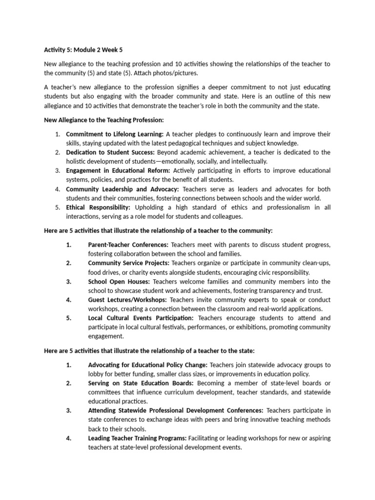 Activity 5-MIDTERM PROF 03 | PDF | Teachers | Community