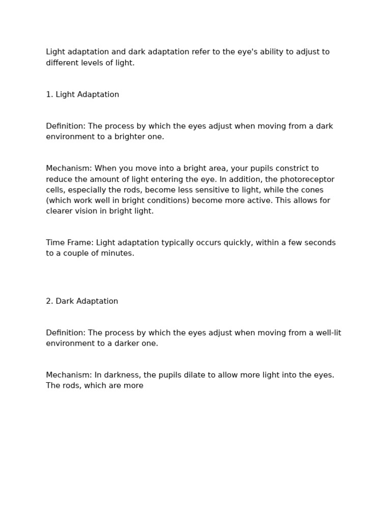 Dark and Light Adaptation | PDF | Science & Mathematics