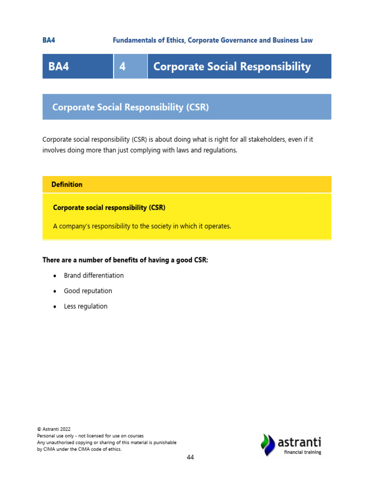 ba4chapter4 | PDF | Corporate Social Responsibility | Corporate Governance
