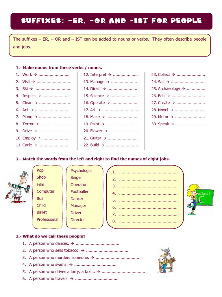 Suffixes - Er, - or and - Ist For People | PDF | Linguistic Typology ...