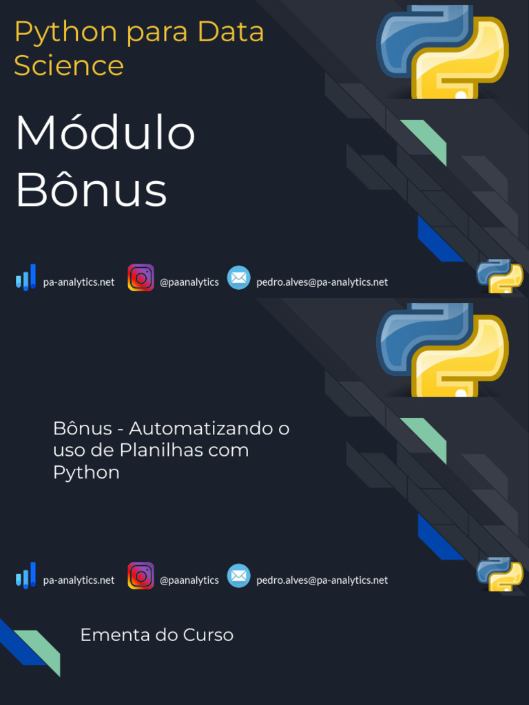 Python para Data Science e Analytics - V2.0 - Bonus 1 - Automatizando o Uso de Planilhas Com ...