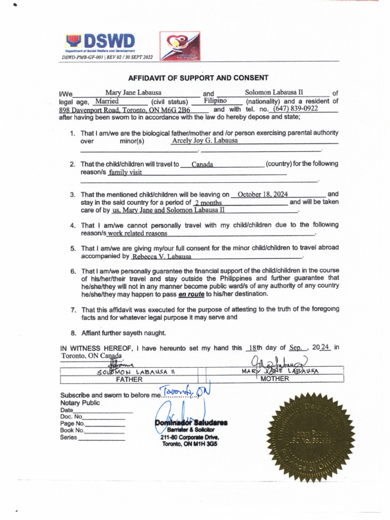 Notarized Consent - LABAUSA | PDF