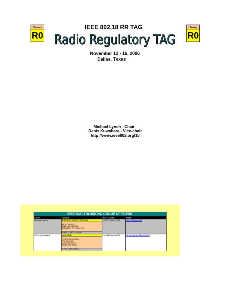 18-06-0066-00-0000 RR-TAG - Agenda - Nov06 | PDF | Telecommunications ...