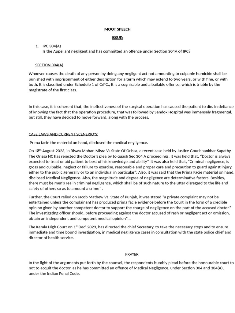 Moot Court Speech Main | PDF | Criminal Justice | Crime & Violence