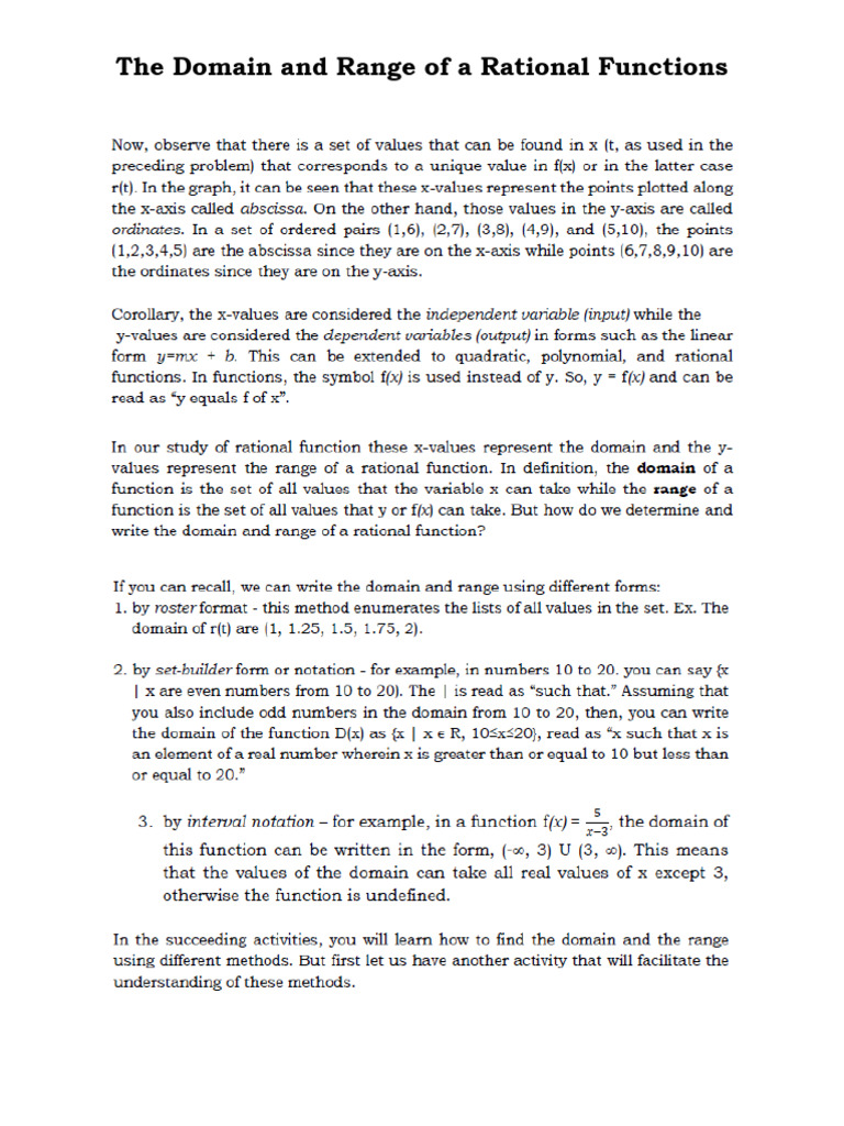 The Domain and Range of A Rational Functions | PDF | Technology & Engineering