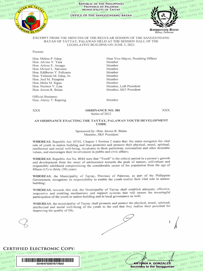 Youth development Code- Final | PDF