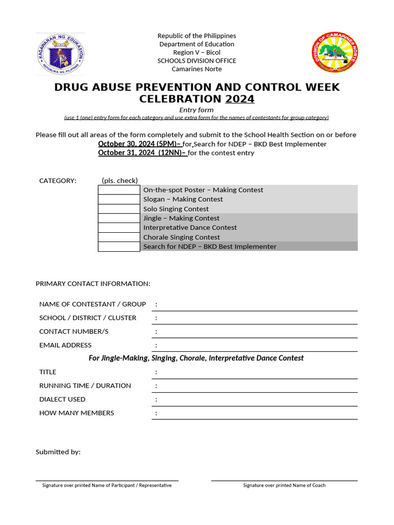NDEP Drug Prevention Week 2024 Events | PDF | Dances | Body Language