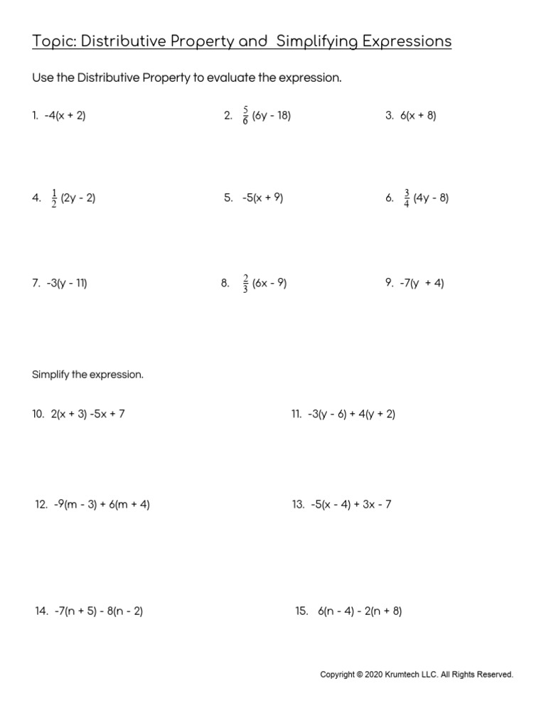 Distributive-Property-Simplifying-Expressions-8 | PDF