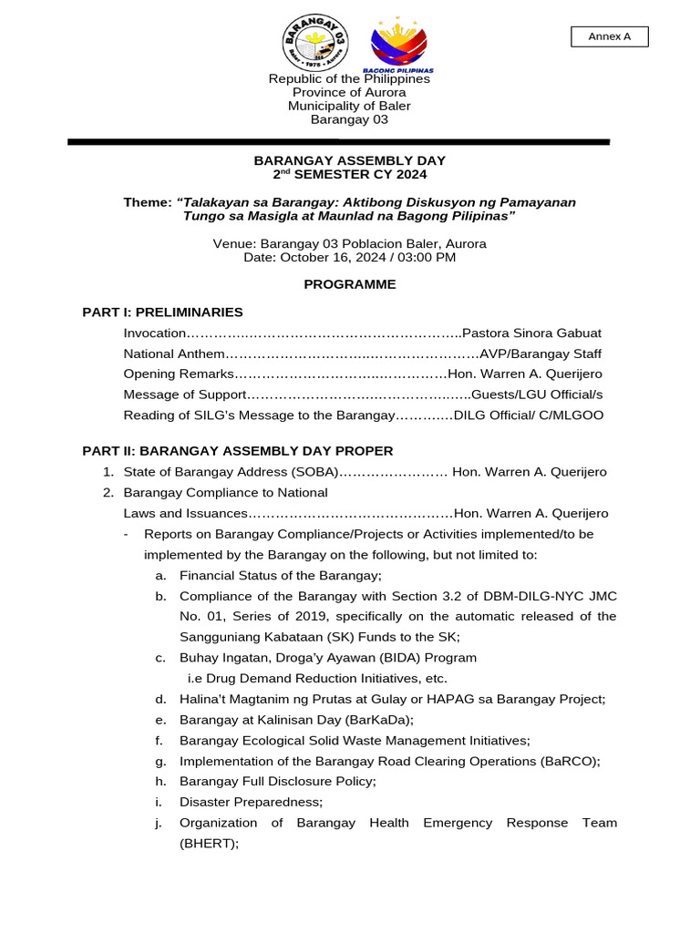 Annex A Programme Template | PDF