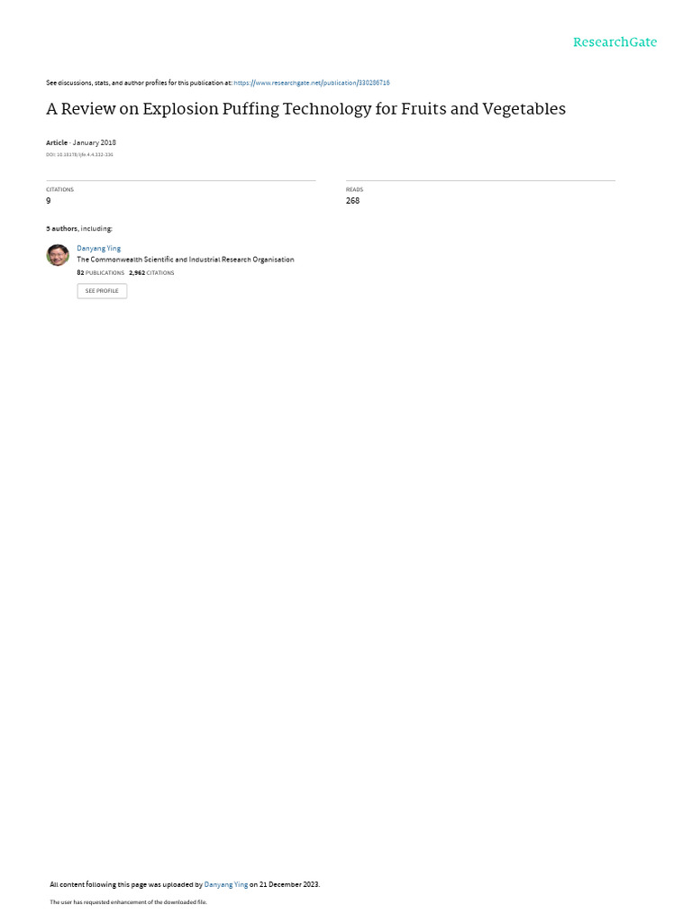 A Review On Explosion Puffing Technology For Fruit | PDF | Viscosity ...