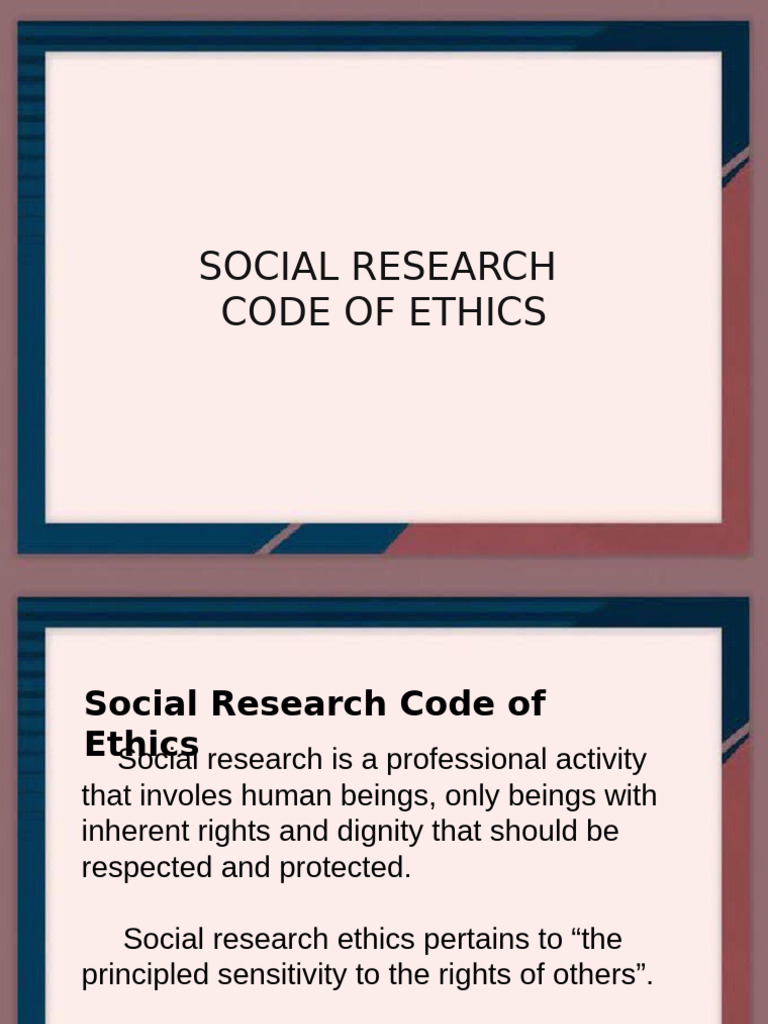 Social Research Code of Ethics | PDF | Career & Growth