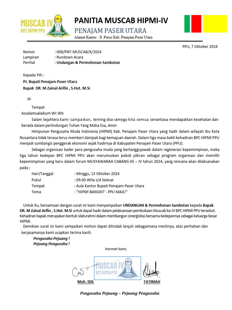 Undangan Muscab IV HIPMI PPU 2024 | PDF