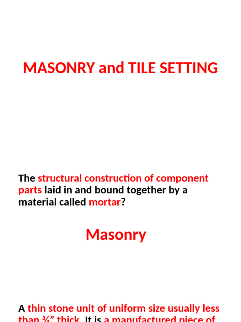 IA Masonry and Tile Setting | PDF | Concrete | Masonry