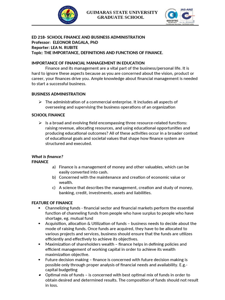 Compilation Hand Outs Finance Final 1 | PDF | Financial Capital | Taxes