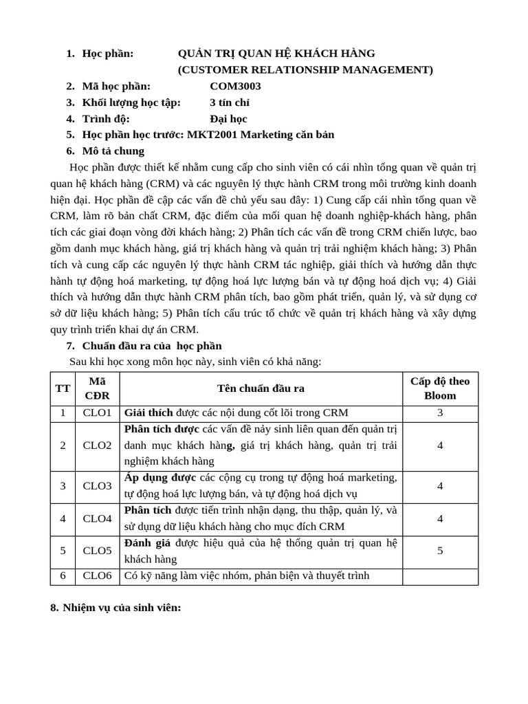 Syllabus CRM 2024 | PDF