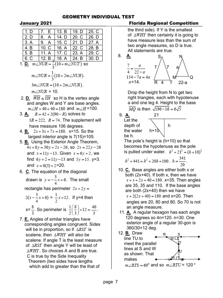 S - Geom Indiv Solutions | PDF | Triangle | Elementary Geometry