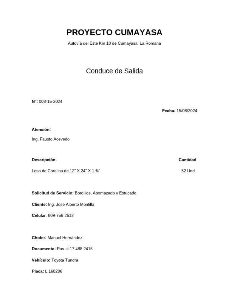 Conduce Salida Boriquen | PDF