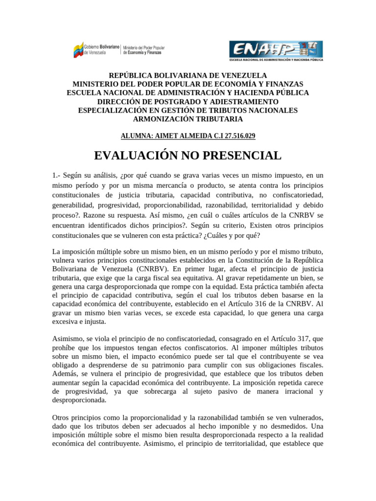 Evaluación Virtual 1 Tema 1 | PDF | Impuestos | Justicia