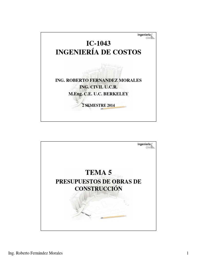 Tema 05 IC-1043 -Presupuestos de obras- | PDF | Presupuesto | Business