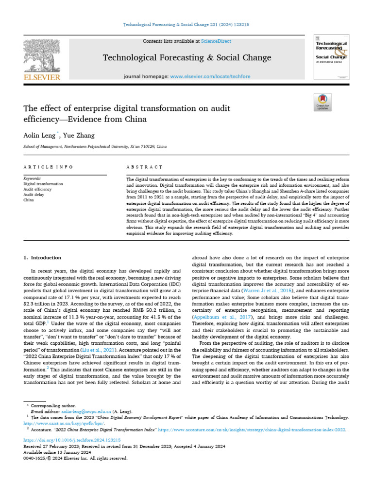 Digital Transformation's Impact on Audit Efficiency | PDF | Audit ...
