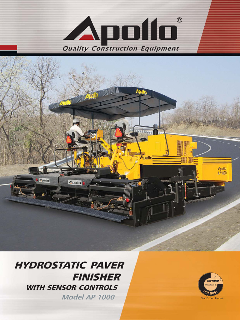 Apollo AP 1000 Hydrostatic Paver Finisher | PDF | Pump | Vehicles