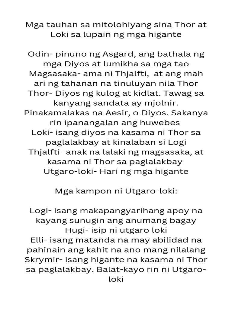 Mga Tauhan Sa Mitolohiyang Sina Thor at Loki Sa Lupain Ng Mga Higante Odin-_20241013_215022_0000 ...