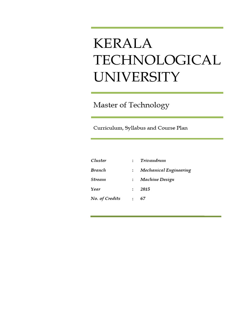 M.Tech Machine Design Syllabus KTU | PDF | Finite Element Method | Tensor