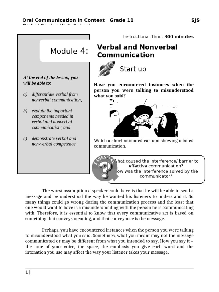 Module 4 - Verbal and Nonverbal Communication | PDF | Human Voice ...