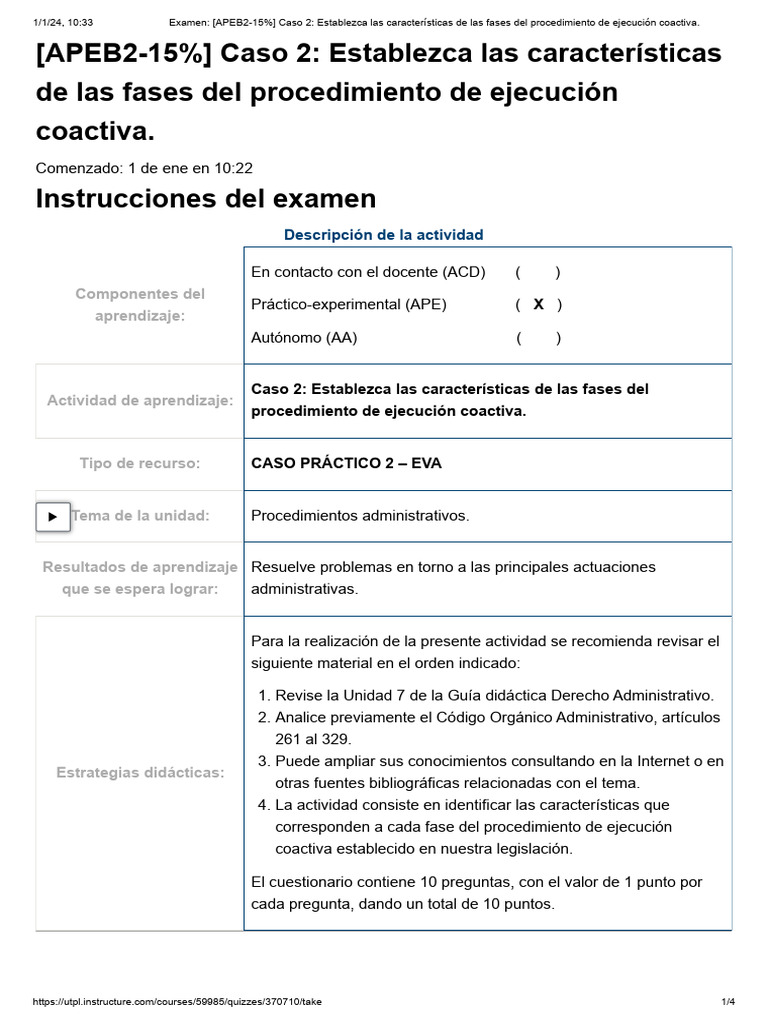 Examen - (APEB2-15%) Caso 2 - Establezca Las Características de Las Fases Del Procedimiento de ...