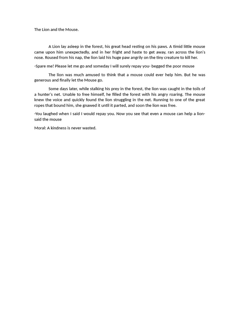 The Lion and The Mouse | PDF | Poetry | Young Adult