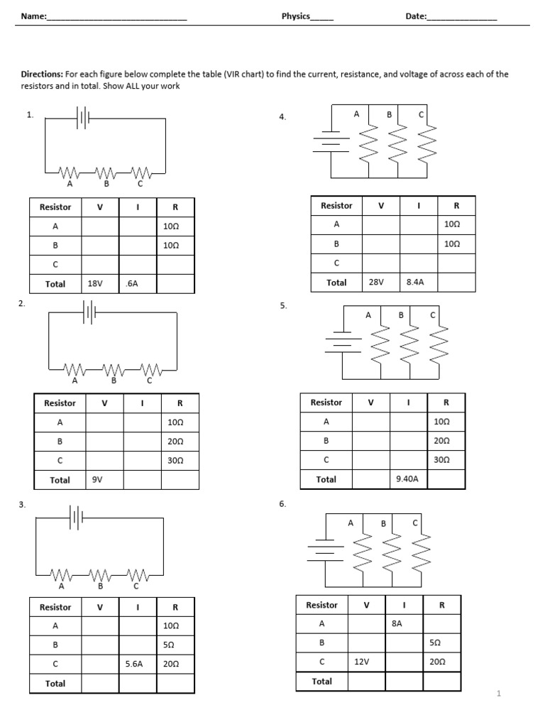 Practice - VIR Chart (1) 444 | PDF | Resistor | Electrical Resistance ...