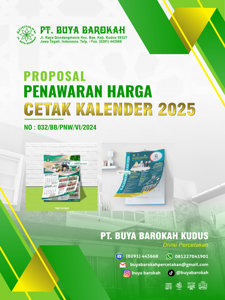Proposal Cetak Kalender 2025 PT Buya Barokah | PDF