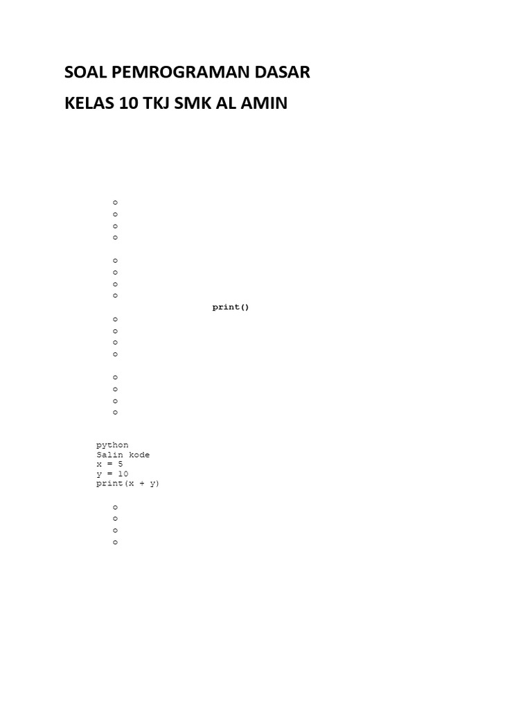 Soal Pemrograman Dasar | PDF | Komputer