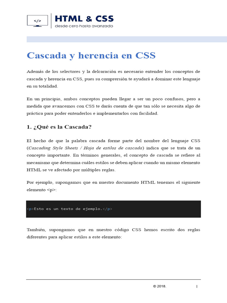 Cascada y Herencia en CSS | PDF | HTML | Informática