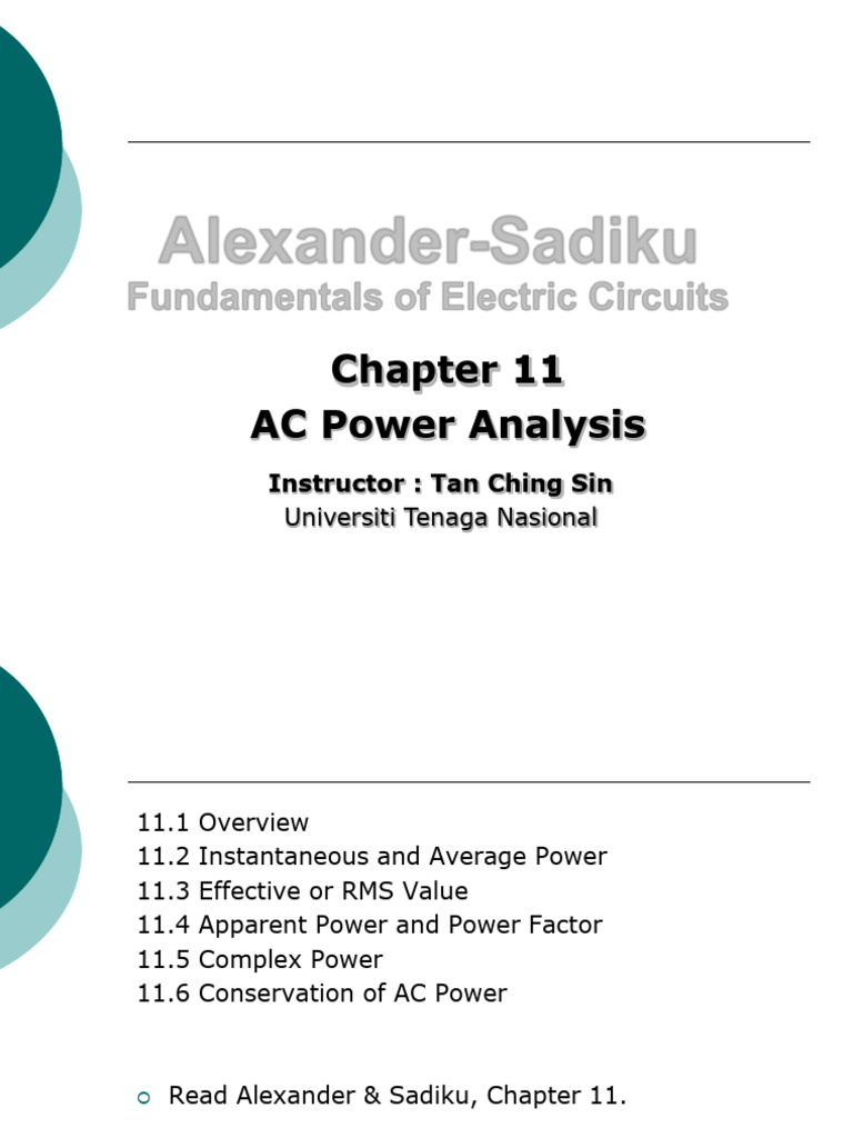 EEEB123 - Chapter 11 - AC Power Analysis | PDF | Ac Power | Electrical Impedance