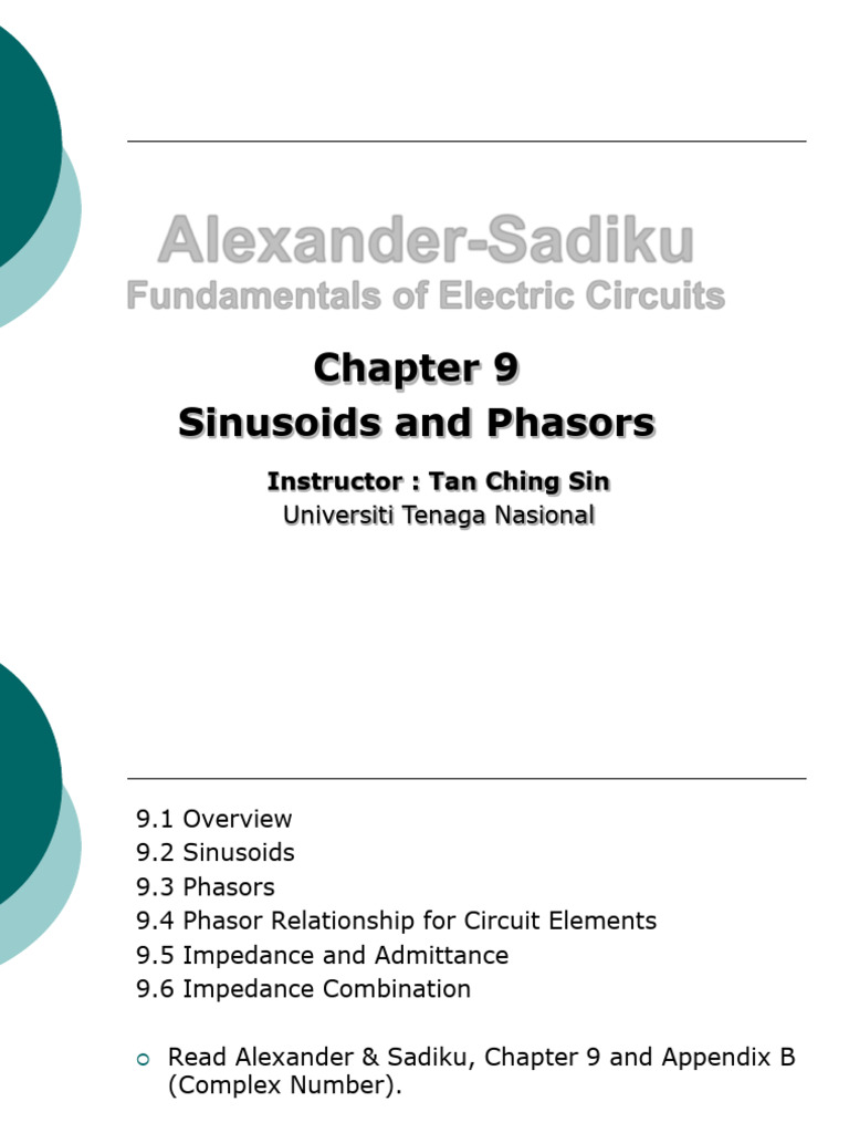 EEEB123 - Chapter 9 - Sinusoids and Phasors - Revised PPN 09.09.2021 | PDF | Electrical ...