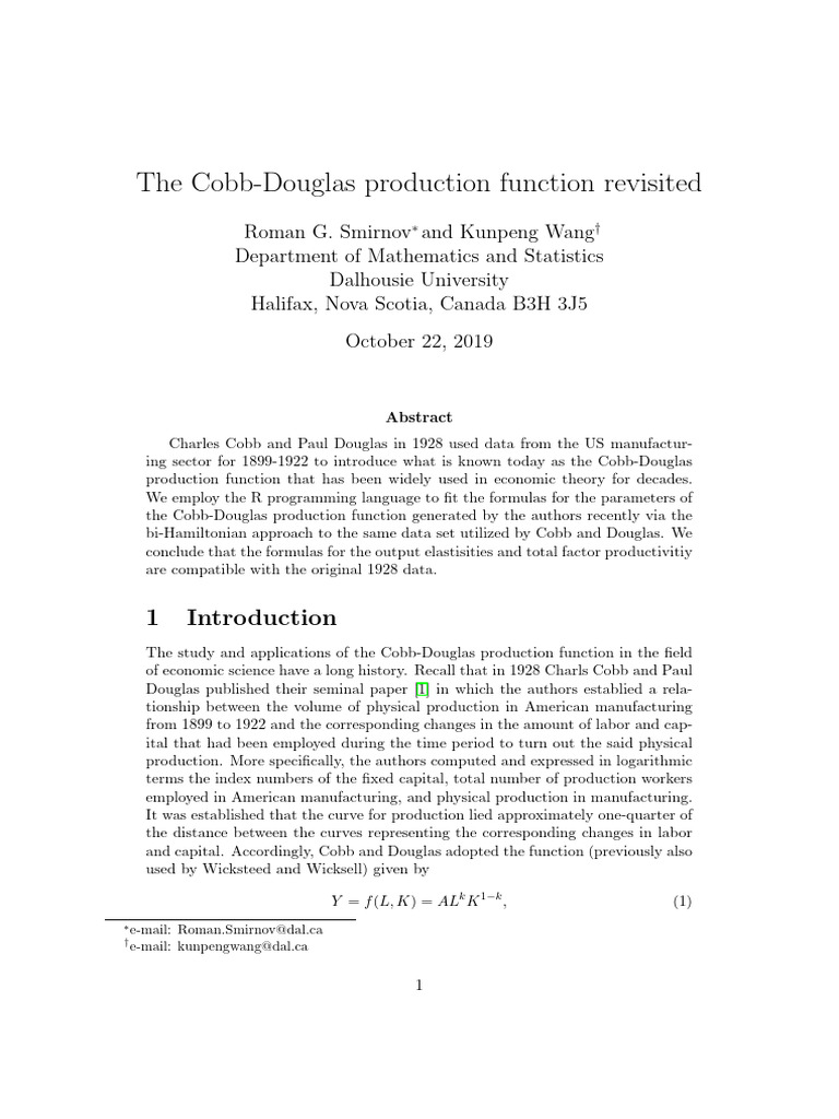 Revisiting Cobb-Douglas Production Function | PDF | Production Function | Mathematics