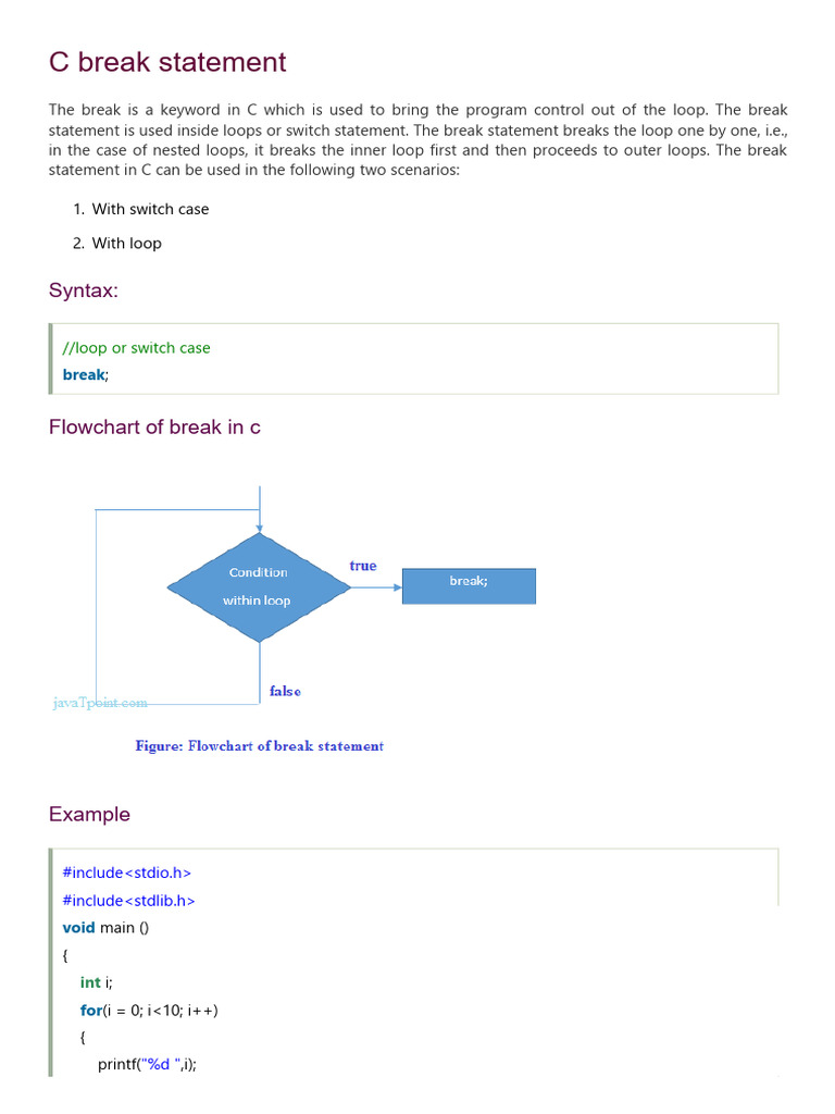 break statement | PDF | Control Flow | Software Development