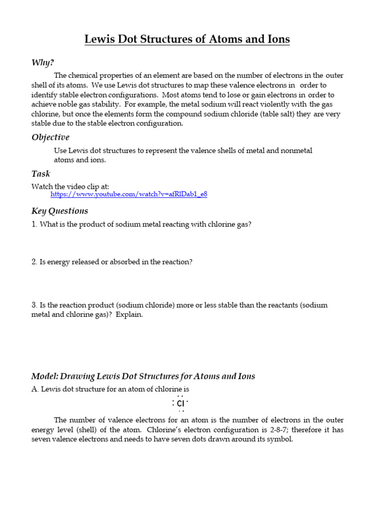 Lewis Dot Structures for Ions | PDF | Ion | Electron Configuration