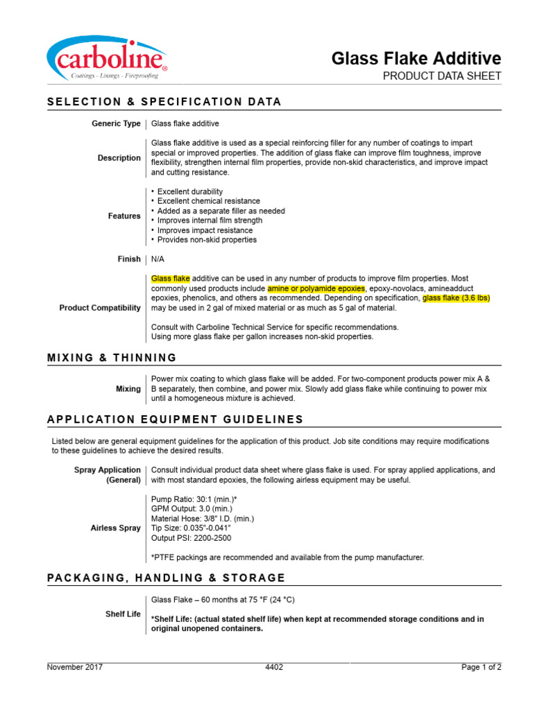 Glass Flake Additive PDS | PDF | Glasses | Epoxy