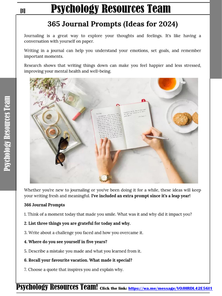 365 Journal Prompts (Ideas for 2024) | PDF | Thought | Psychological ...