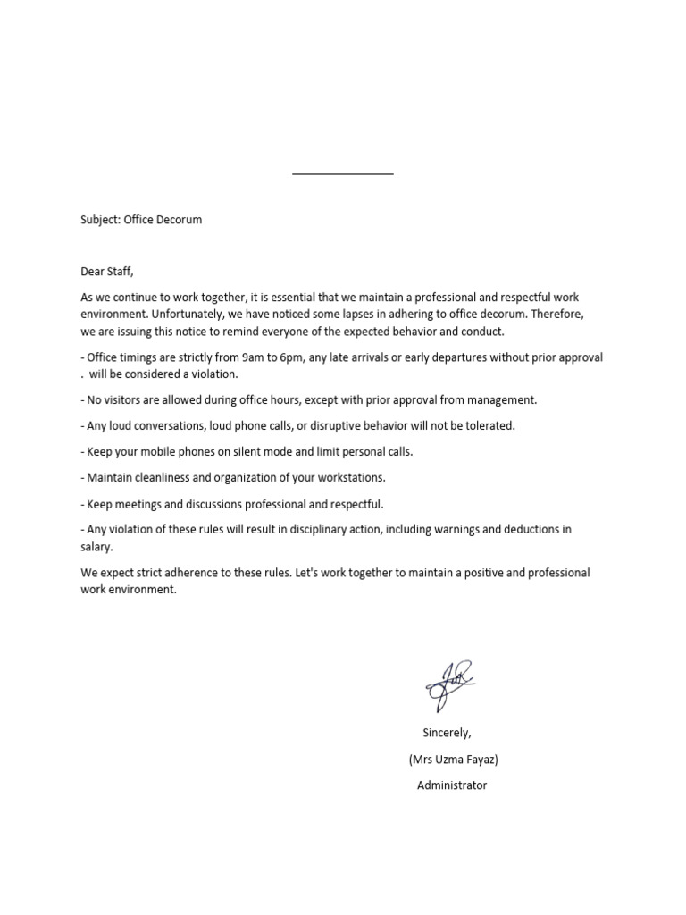 Office Decorum Guidelines for Staff | PDF | Career & Growth | Business