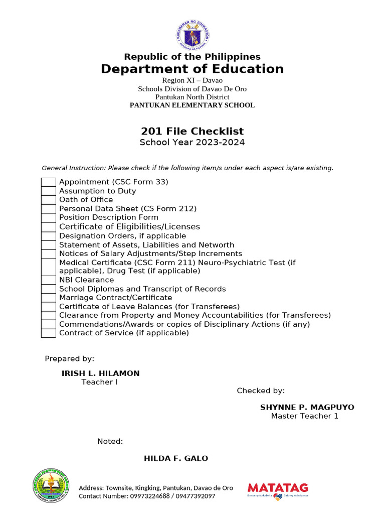 201 File Checklist Individual | PDF