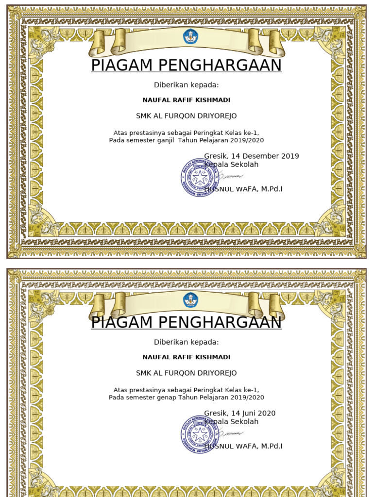 Sertifikat Rangking | PDF