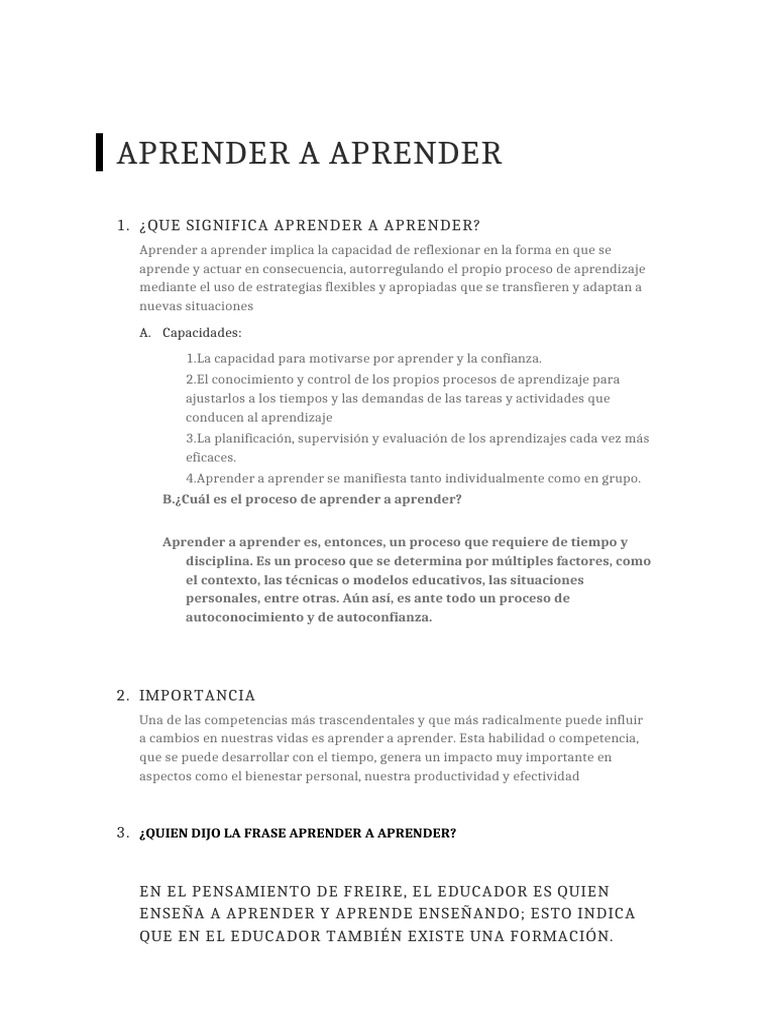 Aprender A Aprender | PDF