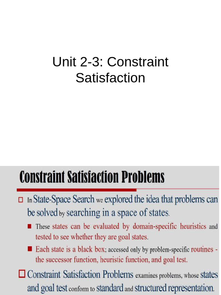 Unit2 - 3 Constraint Satisfaction Problems | PDF | Teaching Methods & Materials | Technology ...