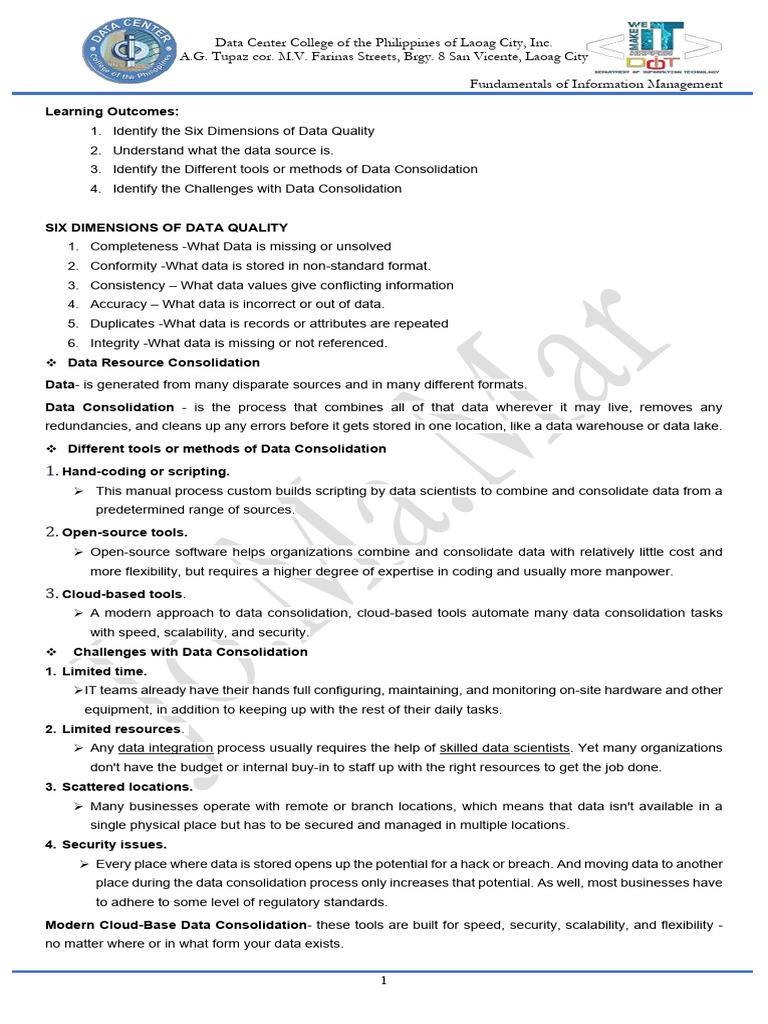 Lesson 6 Six Dimension | PDF | Data | Data Quality