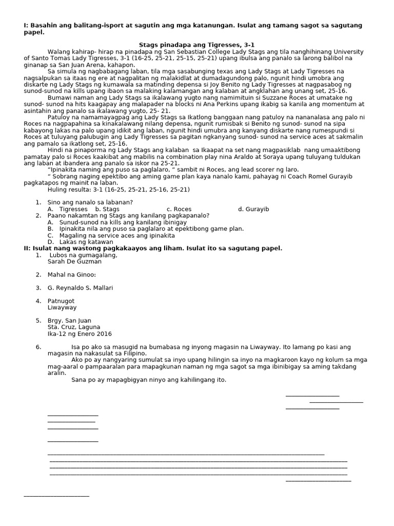 Q4 Grade 6 Activity Sheets Week7 | PDF