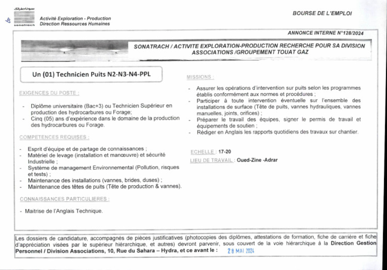 01 Technicien Puits | PDF