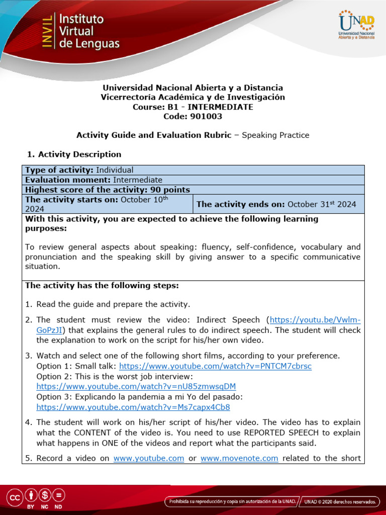 Activity Guide and Evaluation Rubric - Unit 2 - Task 3 - Speaking ...